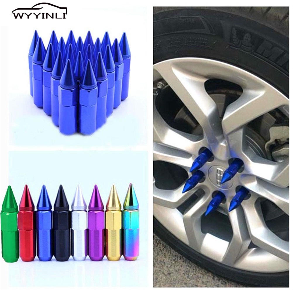 60mm 12x1.25 Aluminum Wheel Hug Nut 20 PCS Spike Mounted Extend Nut ...