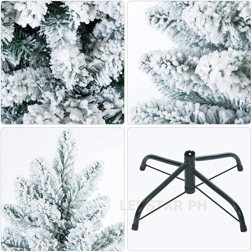 Artificial Christmas Tree Includes Stand Green and Snow Slim Tree ...