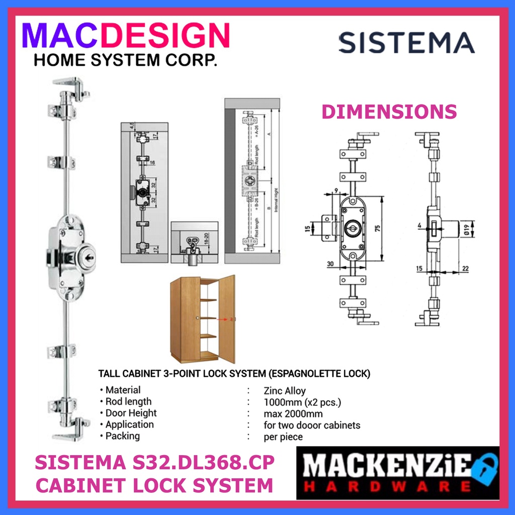 SISTEMA S32DL368CP TALL CABINET 3-POINT LOCK SYSTEM | Shopee Philippines