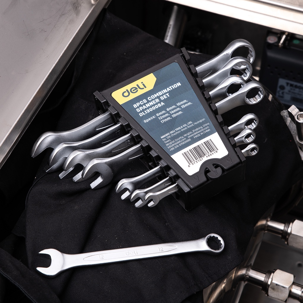 Deli Spanner Set (6-19mm) 8pcs Plum Wrench Combination Wrench Set Tools ...