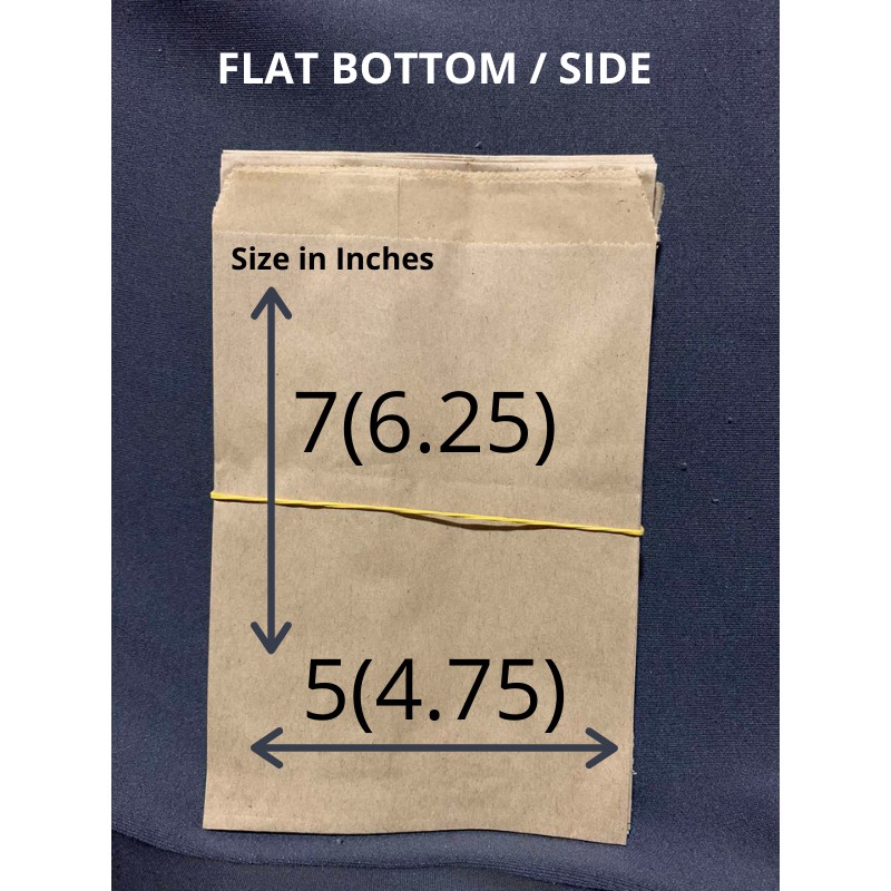 Plain "FLAT" kraft brown paper notion bag (approximately 100/50 pcs ...
