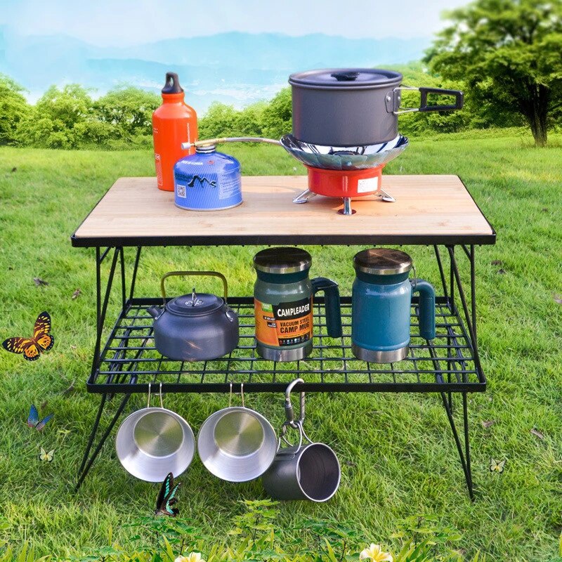 Steel Mesh Camping Rack Table Foldable Portable Stacking Storage Rack ...