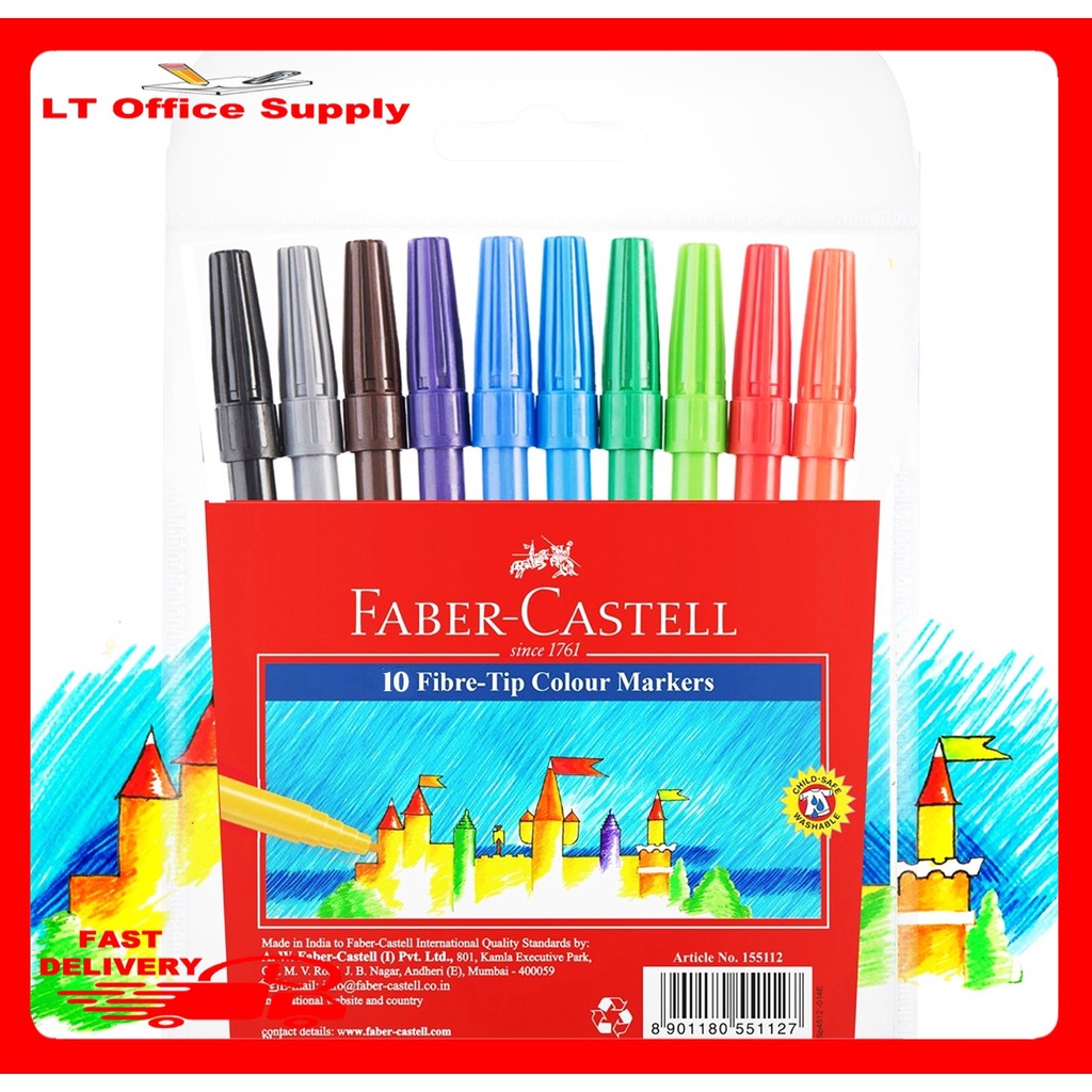 Faber Castell Fibre tip Colour Marker / Colouring marker pens | Shopee ...