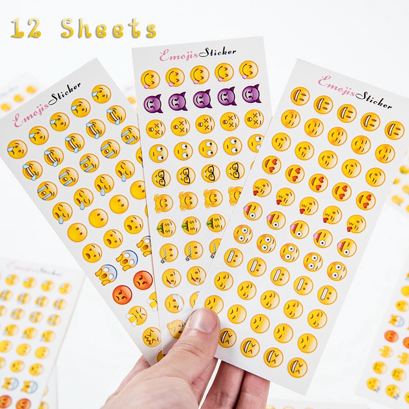 12 Sheets EMOJI Sticker Set INS Popular Creative Mini Sticker | Shopee ...