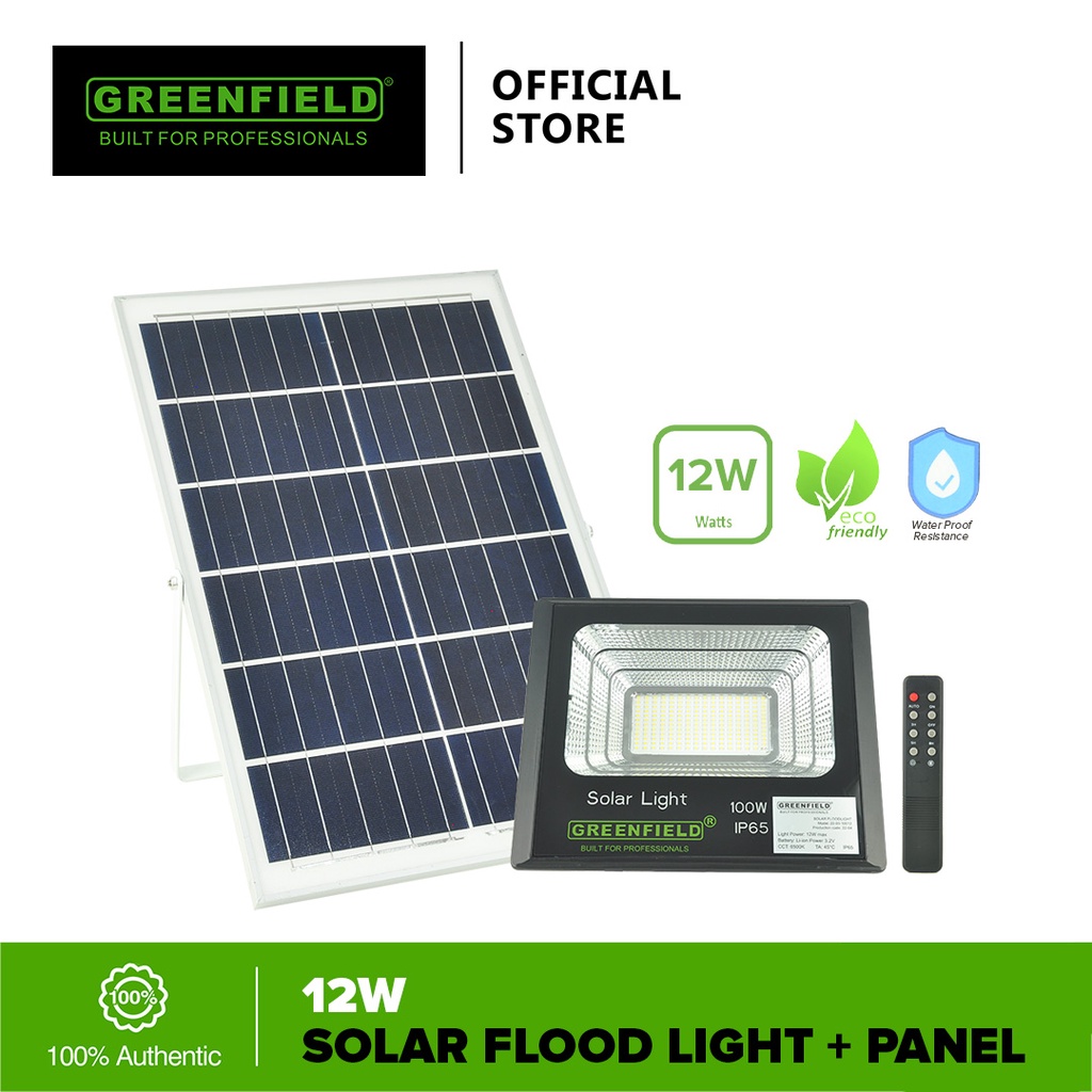 Greenfield Solar Floodlight +Solar Panel 12W | Shopee Philippines