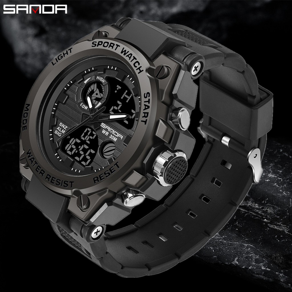 SANDA Men Watch Luxury Waterproof Quartz LED with Multi-function Swimming Watch 739 | Shopee ...