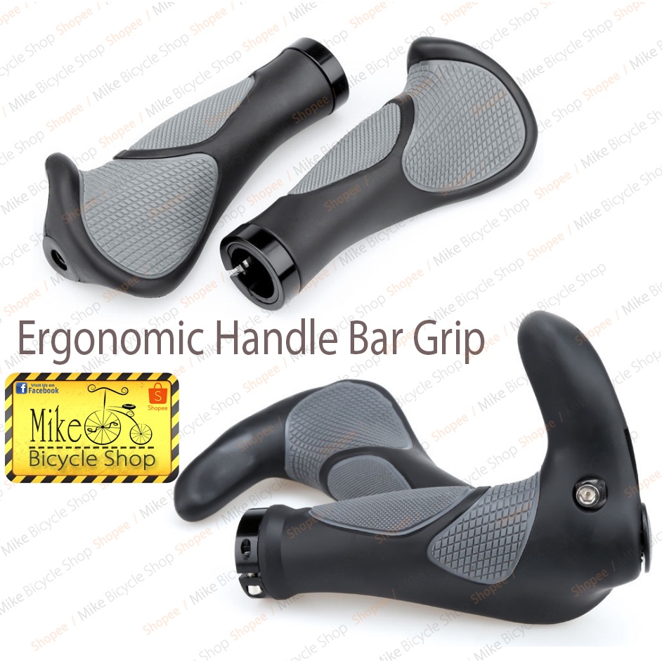 Ergonomic Grip Handlebar Grips Bar End Mount Clamp Rubber Road Cycling ...