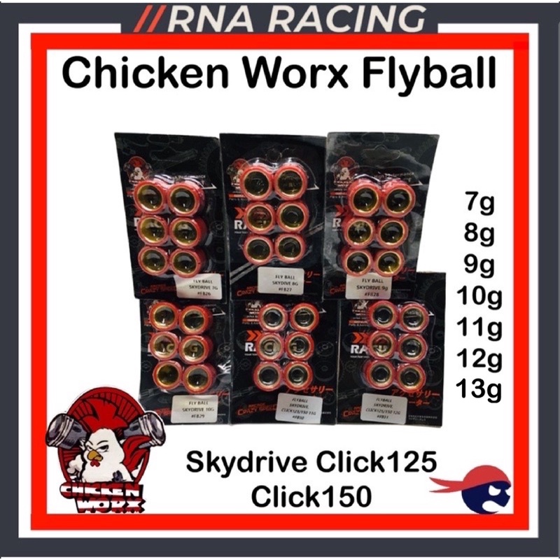 Flyball Roller Set Skydrive Click125 Click150 Chicken Worx 7g 8g 9g 10g 11g 12g 13g 14g 15g ...