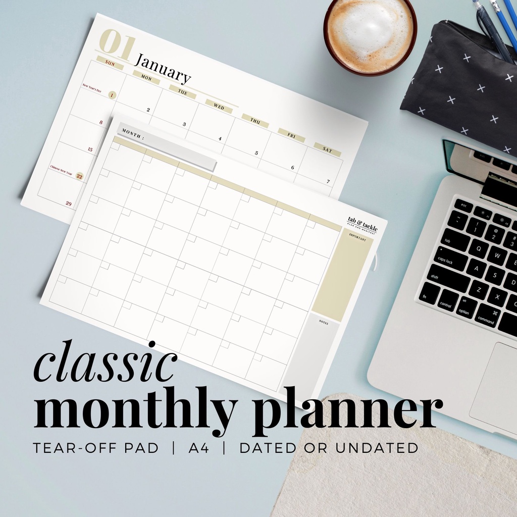 2024 Monthly Planner Pad (Classic) | Dated or Undated | A4, tear-off ...
