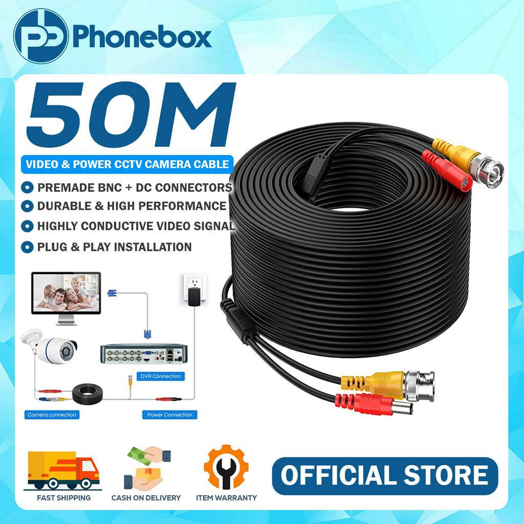 CCTV CABLES 30m/40m/50cm BNC+dc Cable DVR Wire Cord+DC Plug Power ...