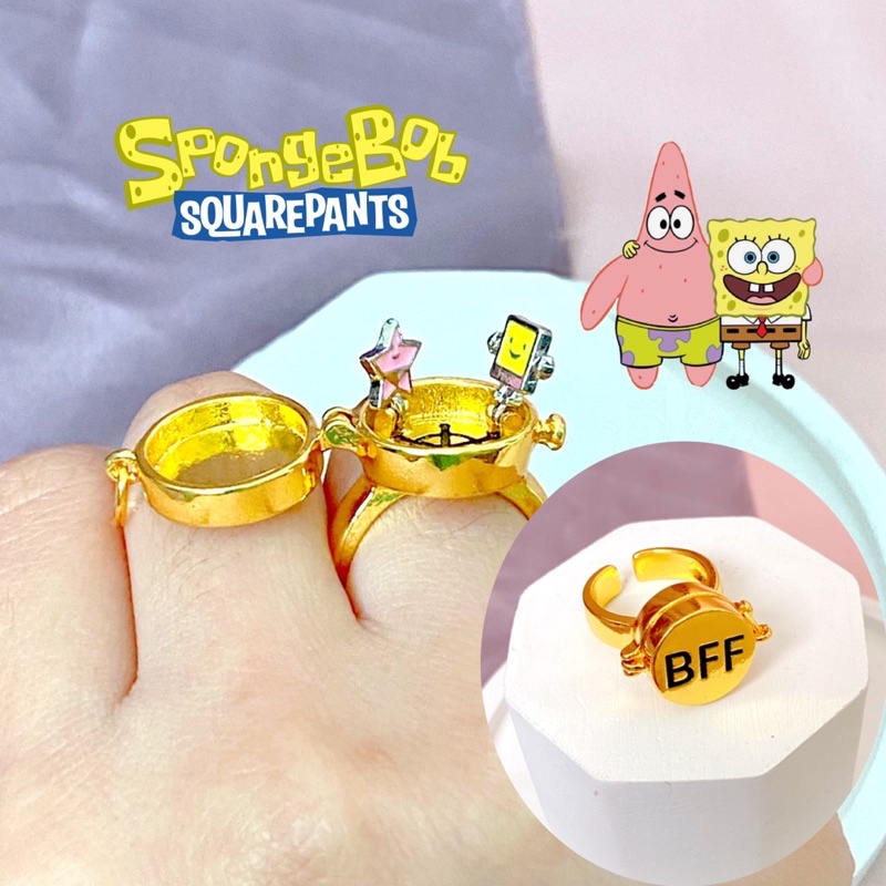 Cartivier - BFF Golden Ring Openable Spongebob Pendant Ring | Shopee ...