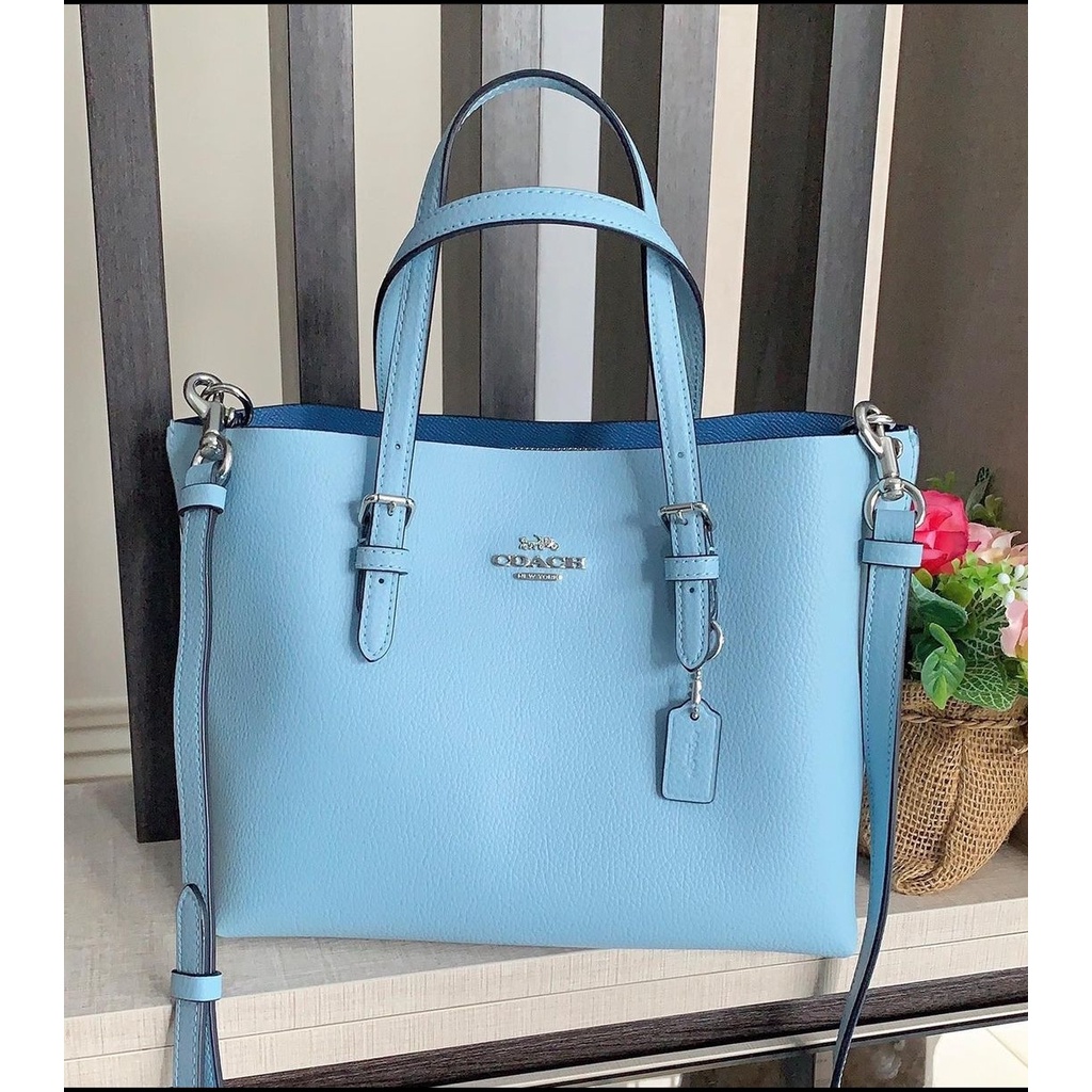 C.O.A.C.H C4084 Mollie Tote 25 in Waterfall / Sky Blue Double Face ...