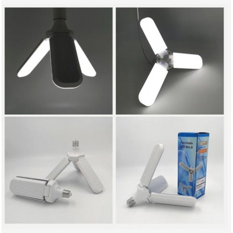LED LIGHT BULB FOLDABLE FAN BLADE LED BULB INDOOR/OUTDOOR CEILING LIGHT ...