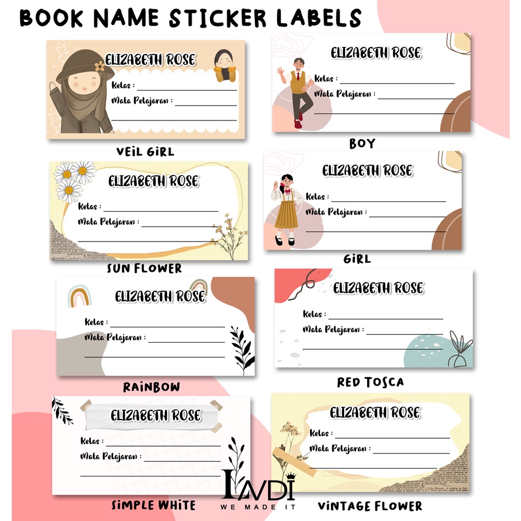 Custom Textbook Sticker Using Aesthetic Name/Custom Book Name Stickers ...
