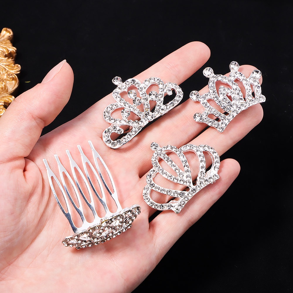 1PC Mini Tiara Hair Comb Clip Girls Kids Crystal Rhinestone Princess ...