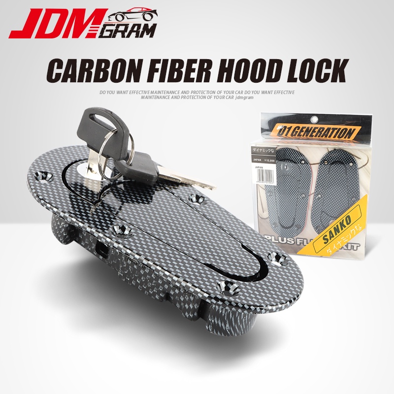 JDMGRAM Carbon Fiber Car Hood Lock With Key Auto Universal Front Bumper ...