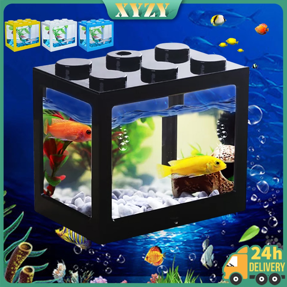 Mini Fish Tank Desktop Mini Aquarium Block Small Reptile Pet Box ...