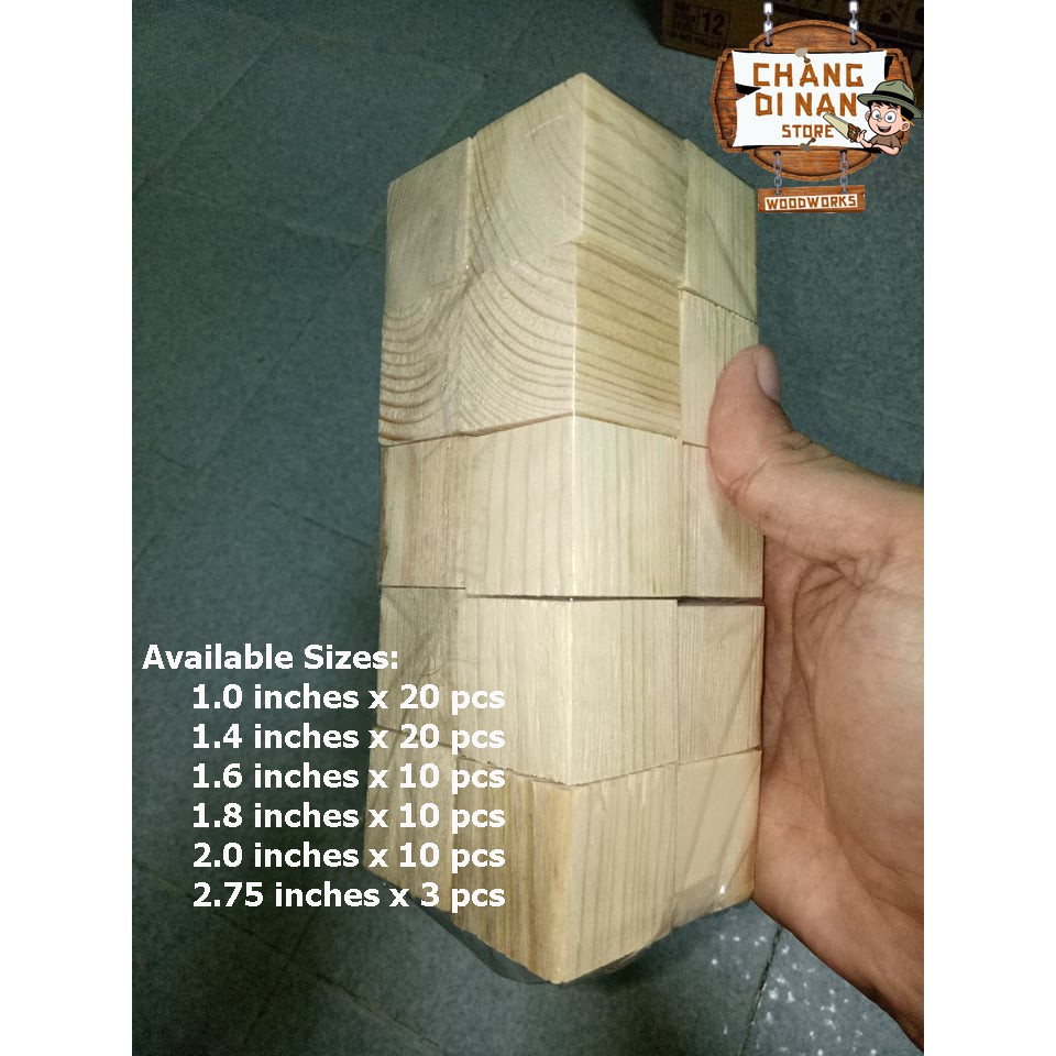 3/10/20 pcs Unfinished Wooden Cube Blocks 1.0 - 3.25 inches (2.5 - 8.25 ...