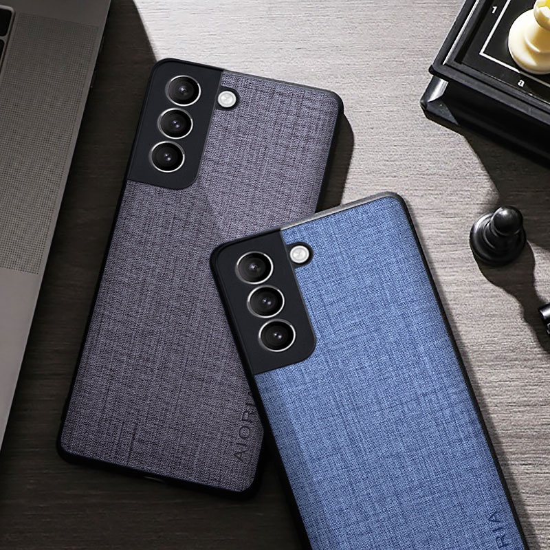 Samsung S21 S20 FE Plus Ultra 5G Fresh Cross Cloth Pattern TPU Soft Edge+PU Cloth Pattern ...