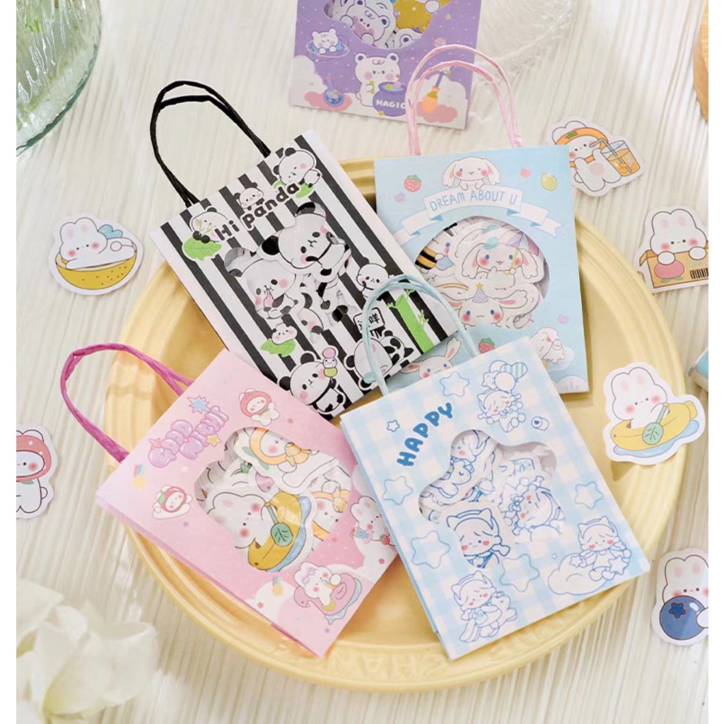 40 pcs mini tote bag sticker bag cartoon cute shape material diy ...