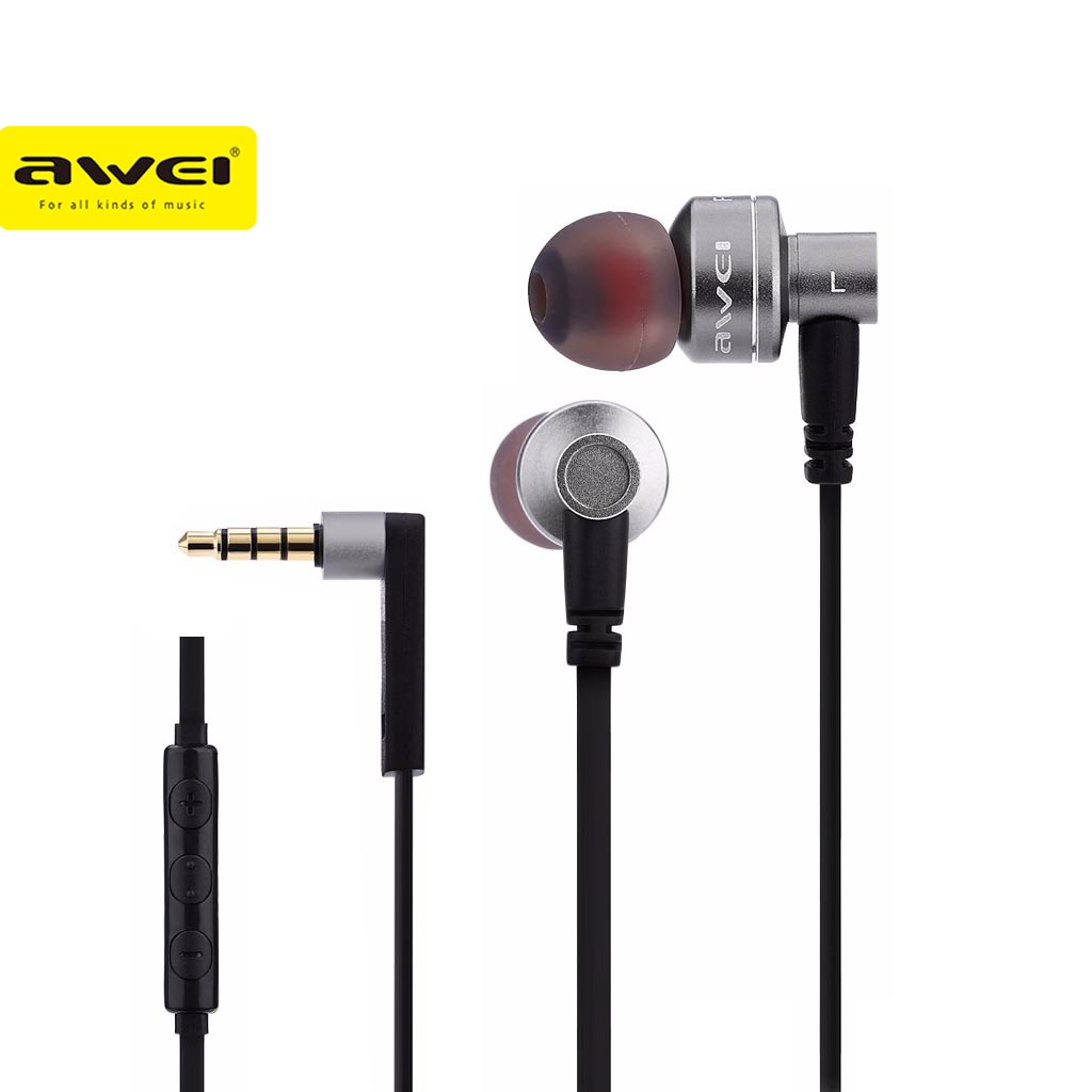 Awei ES-10TY Wired Earphones Super Bass Earphone Noise Isolation Earbuds Headphone Headset ...