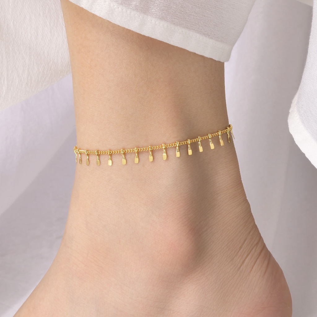 Vnox Tassel Geometric Anklet for Women,Gold Plated Stainless Steel ...