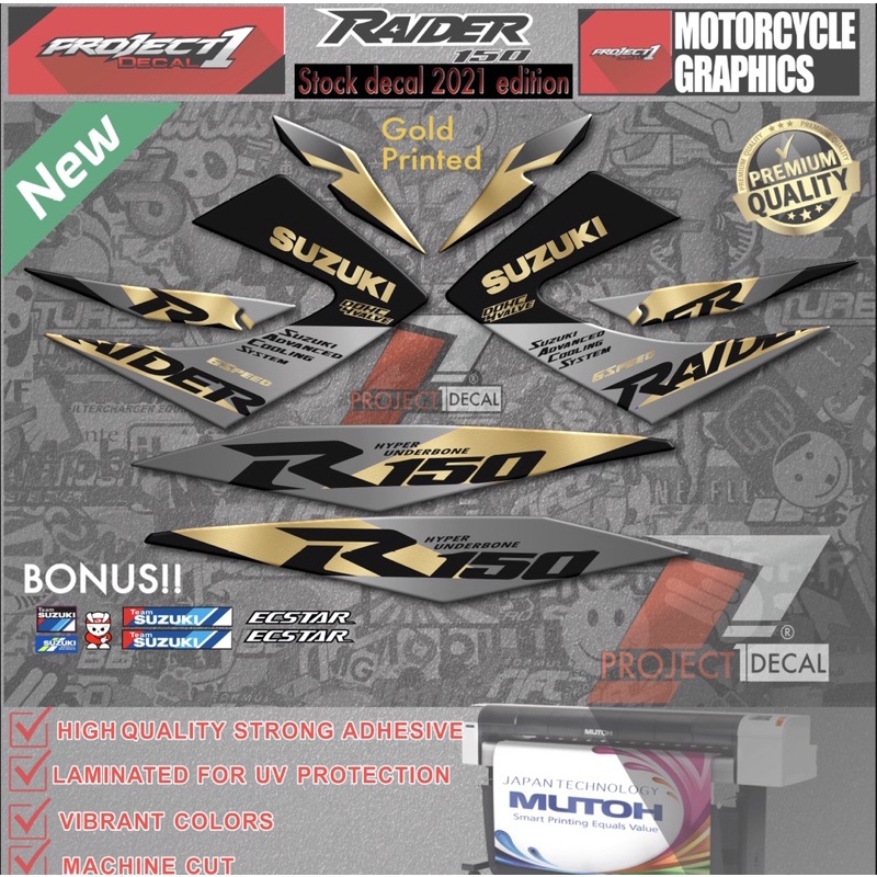 Raider 150 stock decals 2021 edition high quality laminated sticker ...
