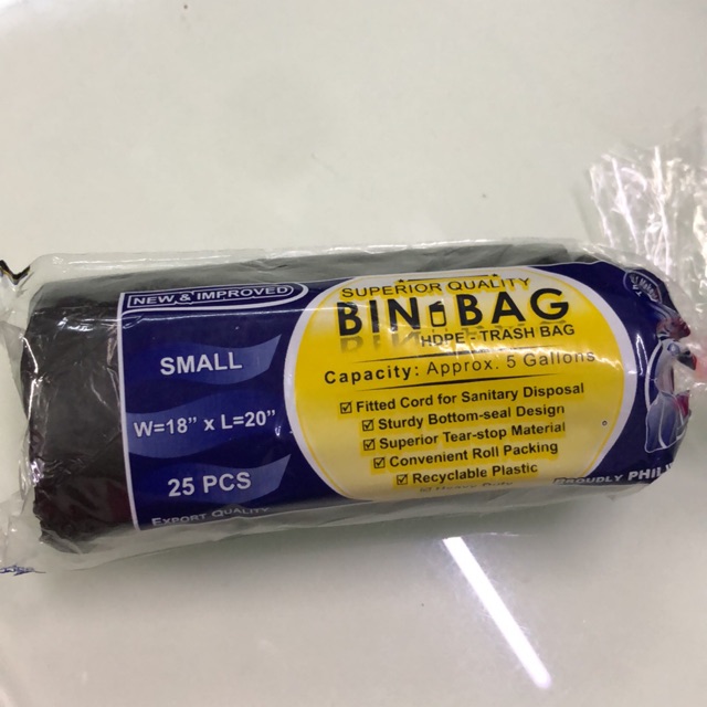 Garbage Trash Bin Bag Small 18x20 “ 25pcs Calypso .0004 roll binbag ...