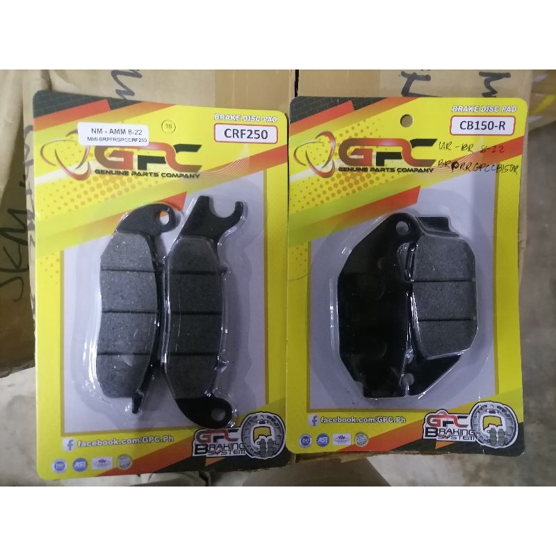 BRAKE PAD SET (FRONT AND REAR) FOR CRF250/XR150 GPC | Shopee Philippines