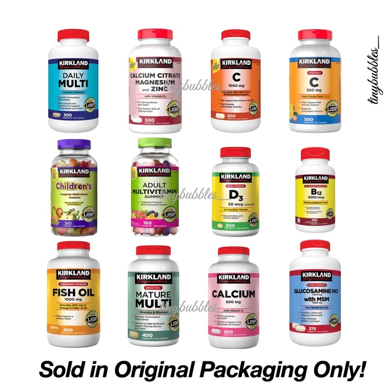 Kirkland Vitamin B12, C, D3, E, Daily|Mature Multi, Calcium,Glucosamine ...
