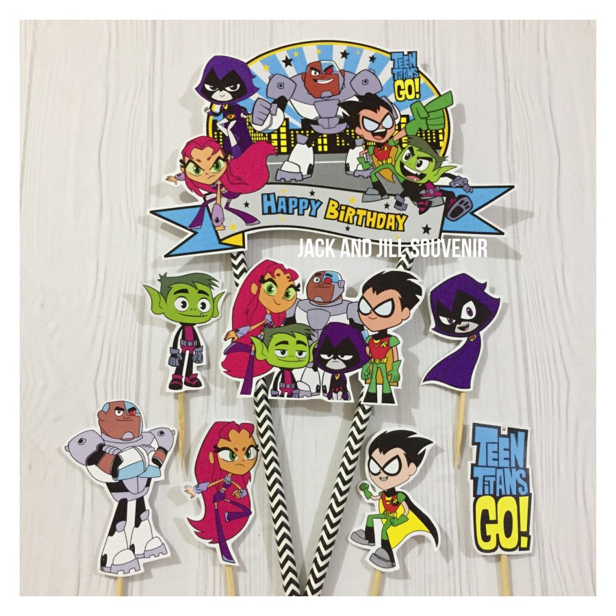Cake topper teen titans go - cake topper banner - cake Skewer - cake ...