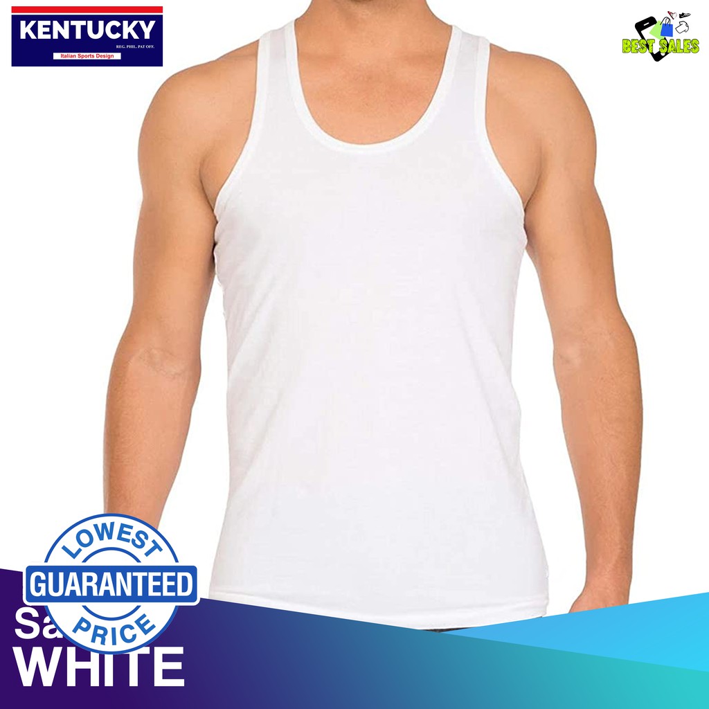 Kentucky Plain White Sando Tank Top for Adult Men | Shopee Philippines