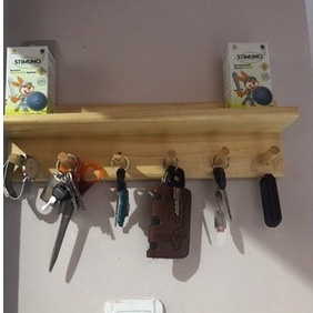 GANTUNGAN KAYU Key Holder Keychain Wall Shelf Multipurpose Key Holder ...