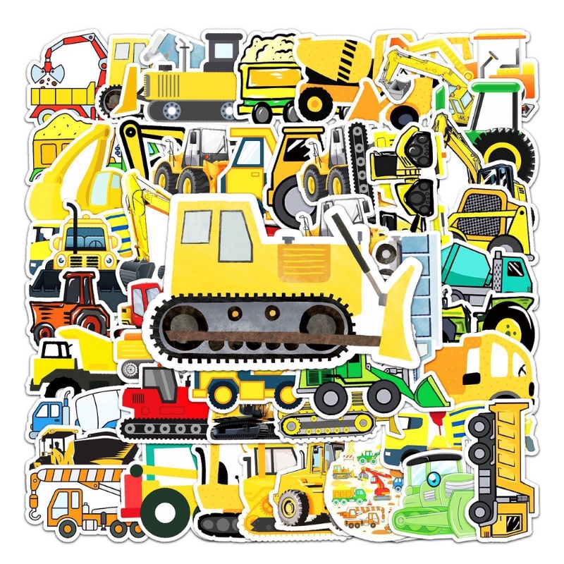 50pcs Cute Stickers Engineering Vehicle DIY Graffiti Stickers Luggage ...