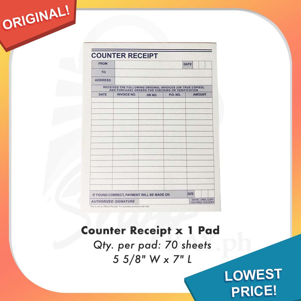 Counter Receipt Duplicate Big (1 Pad) | Shopee Philippines