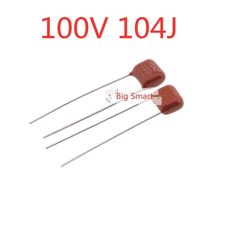 10pcs 100pcs 104J 100V CBB Metal Film Capacitor 100V104J P5 100NF 0.1UF Pitch 5mm | Shopee ...