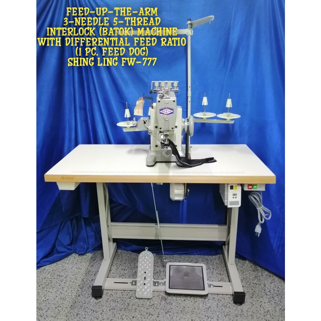 SHING LING FEED-UP-THE-ARM 3-NEEDLE 5-THREAD INTERLOCK (BATOK) MACHINE ...