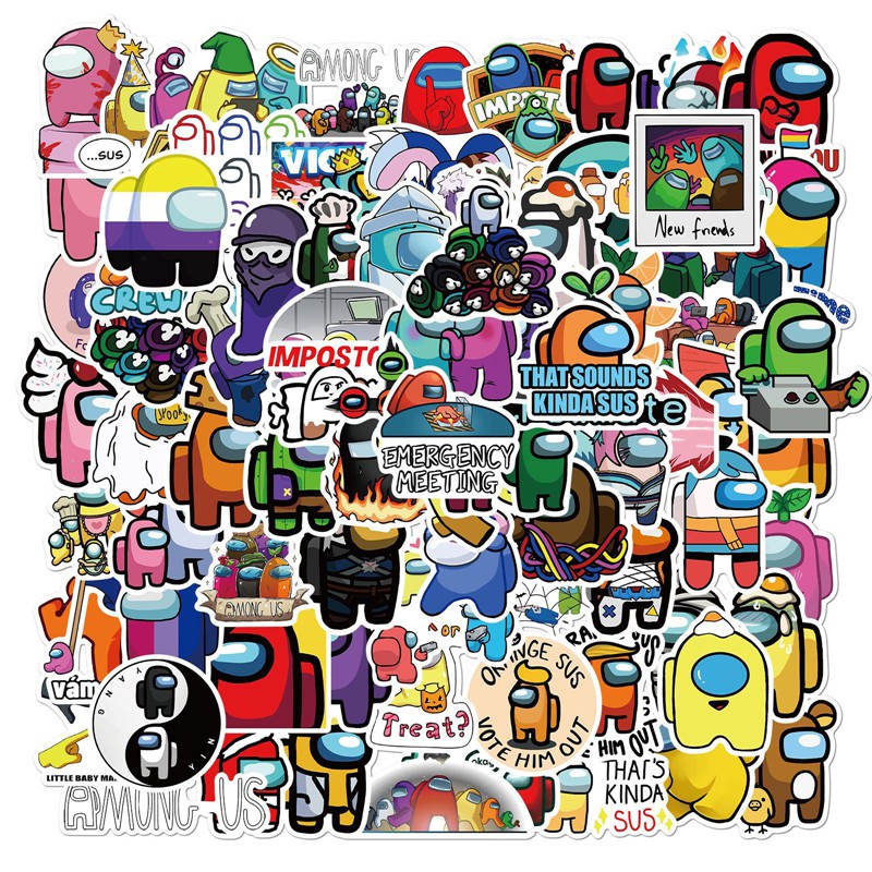 Among Us Gaming Poster 100pcs Sticker Set Water Resistant Laptop ...