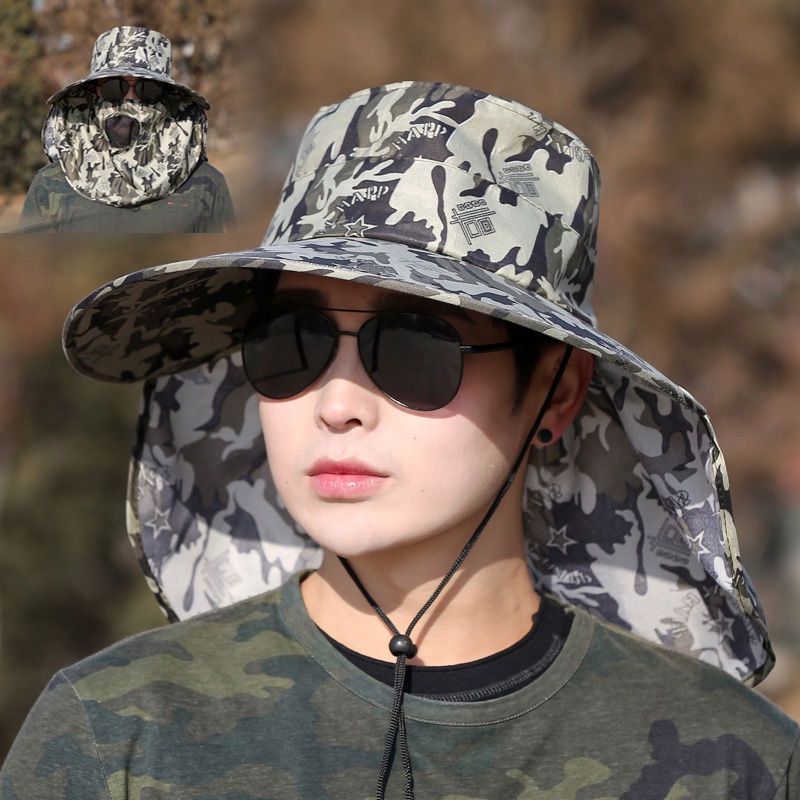 Camouflage Sun Protection Removable Sun Hat/Summer Outdoor Large Brim ...