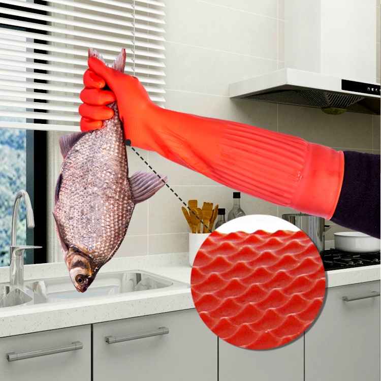 Extra Long Washing Gloves Cleaning Dishwashing Waterproof Rubber ...