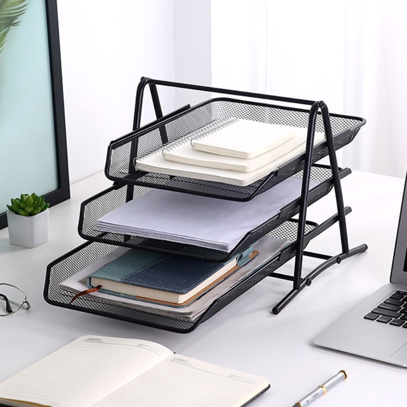 RAN Metal Mesh 2 Tier Document Letter Tray Desk Organizer File ...