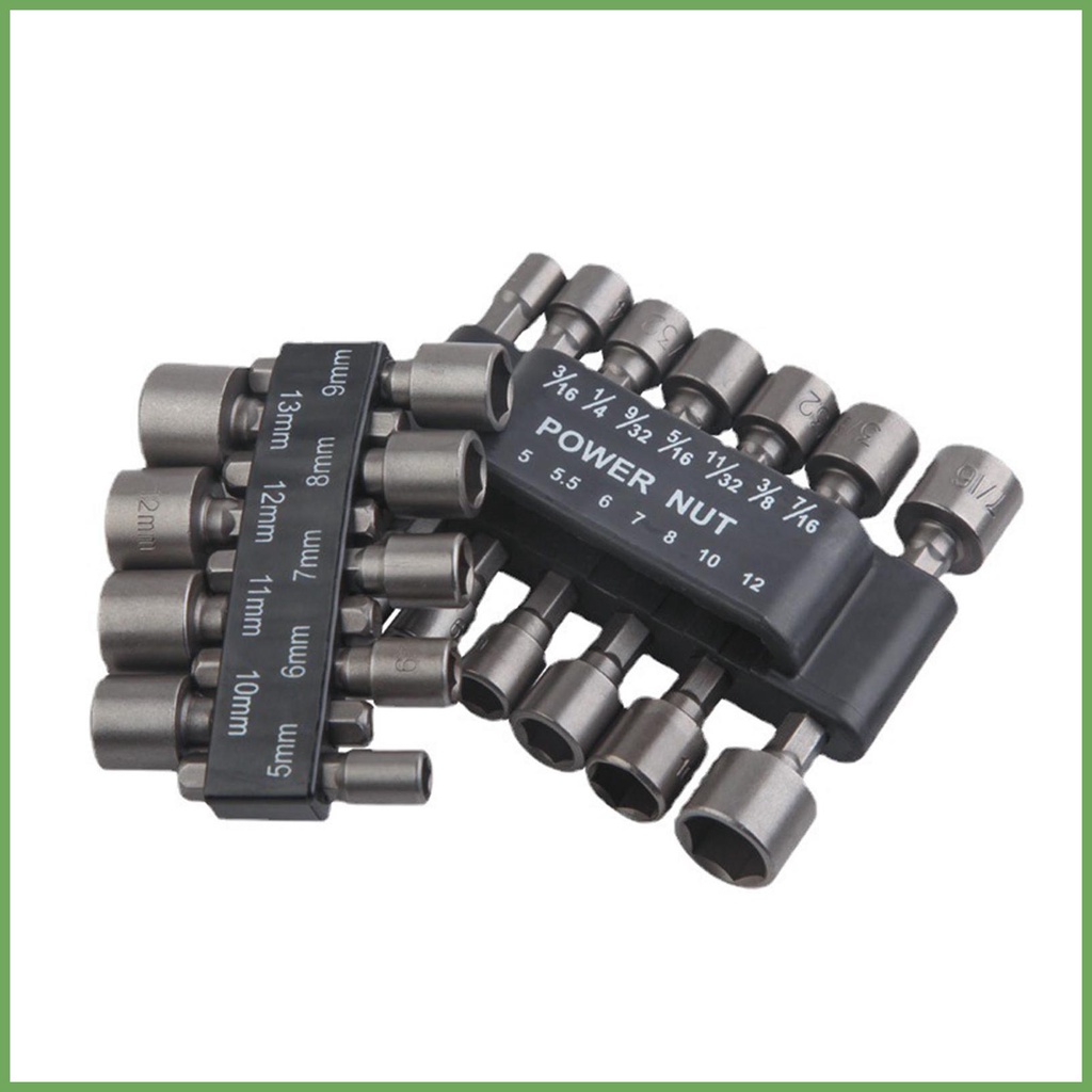 Hex Power Nut Driver Set Hexagonal Nut Socket Set 1/4 Hex Shank Power ...