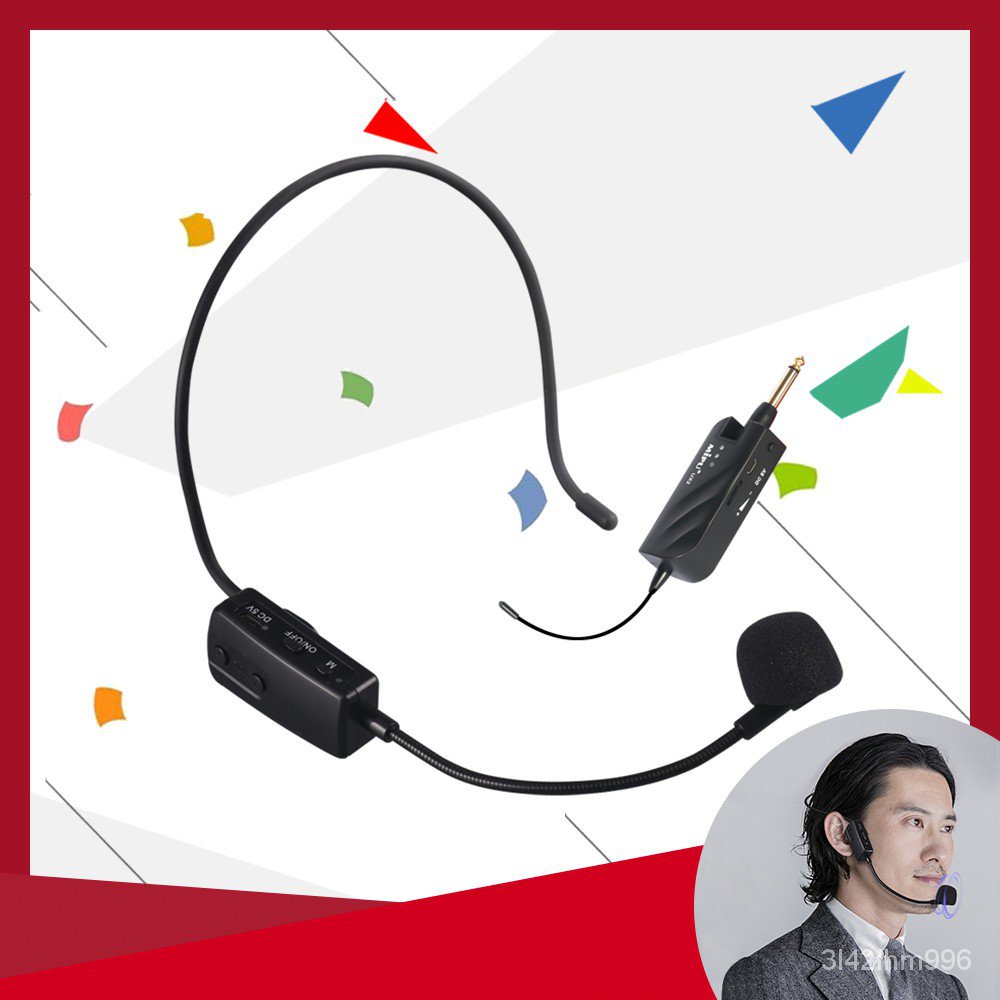 UX2 UHF Wireless Headset Microphone System with Portable Rechargeable ...