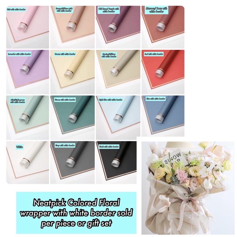 Wrapper with Golden Border Lining for DIY Bouquet aka White Border ...