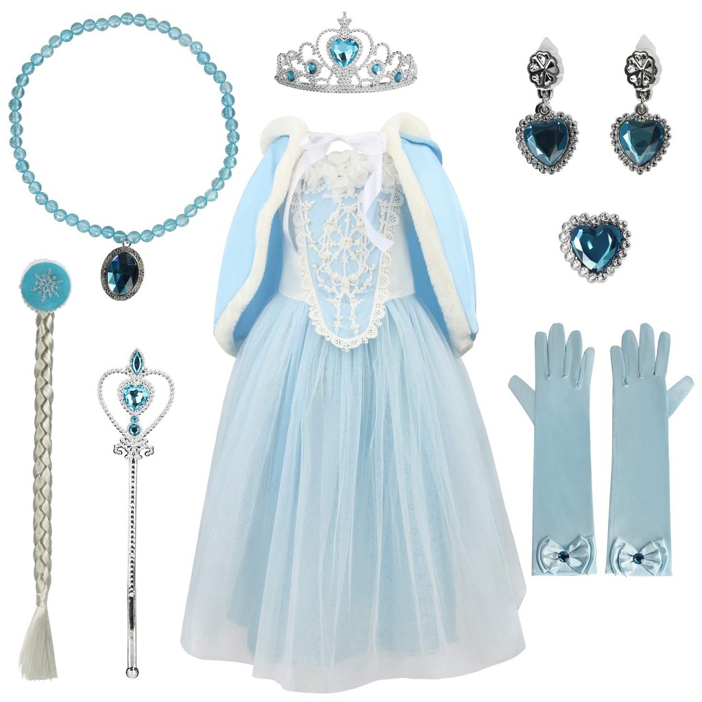 Girls Frozen Elsa Dress Cinderella Outfit Costume Princess Fancy Dress ...