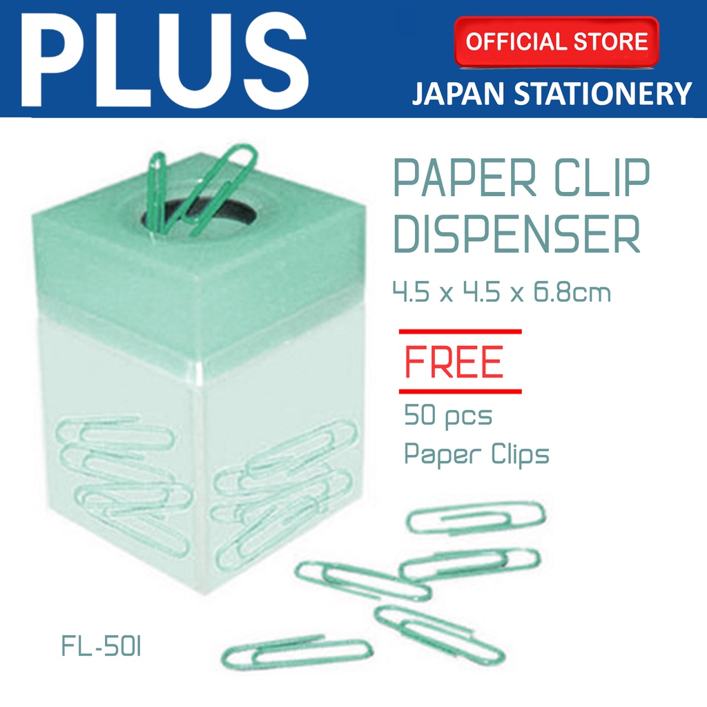 PLUS PAPER CLIP DISPENSER MAGNETIC PAPERCLIP HOLDER WITH FREE 50PCS ...