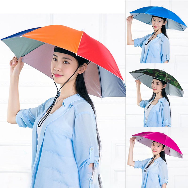 READY STOCK Large Sun Protection Umbrella Hat Fishing Umbrella Hat ...