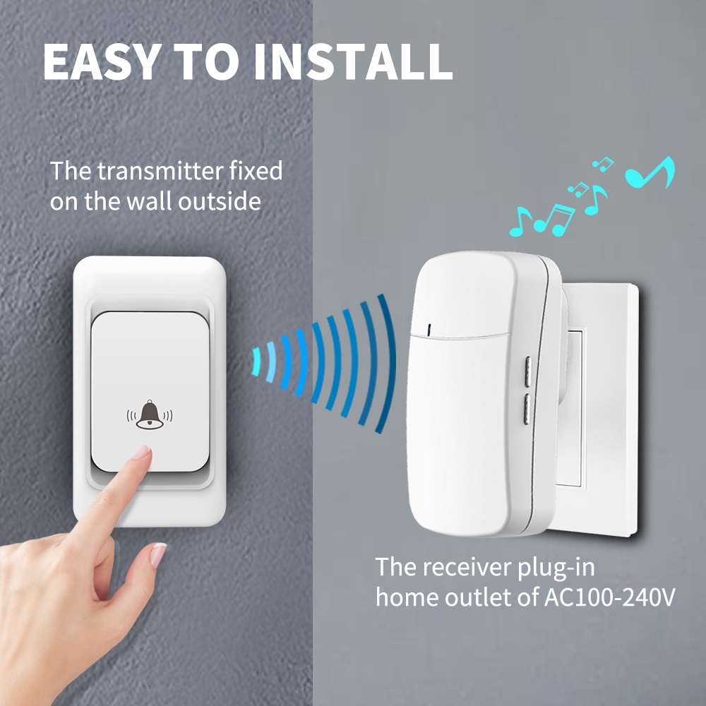 Door bell Wireless Doorbell residential doorbell 300M range 38 chime US ...