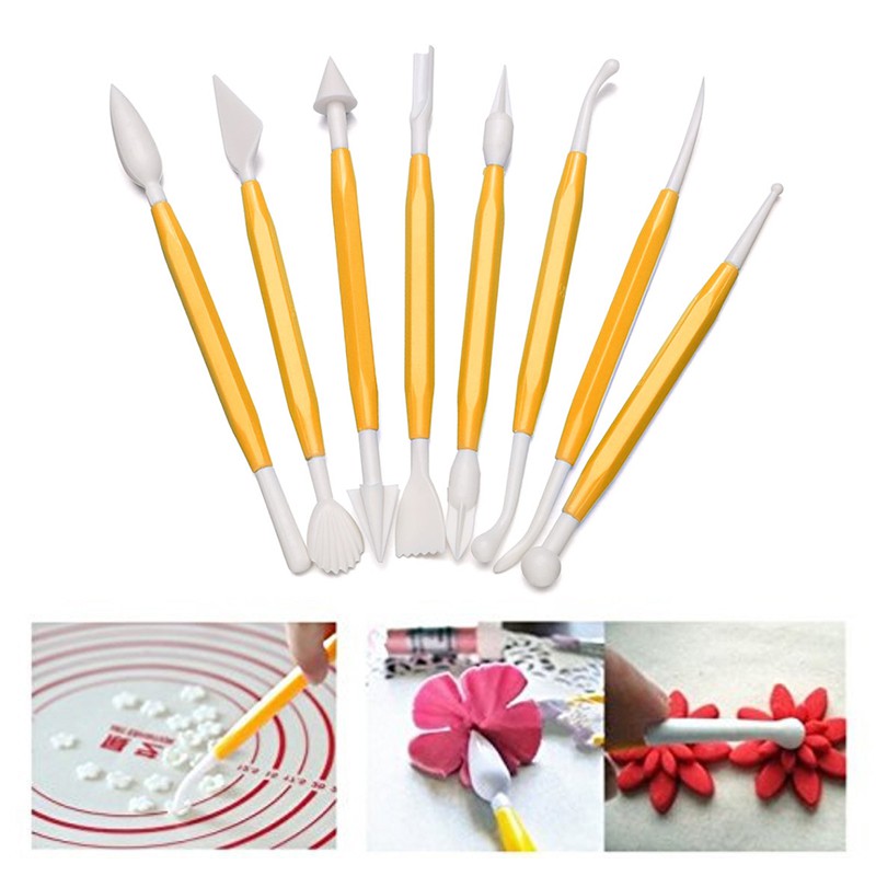 8 Pcs/set Pastry Carving Cutter Sugar Craft Flower Sculpture Group ...