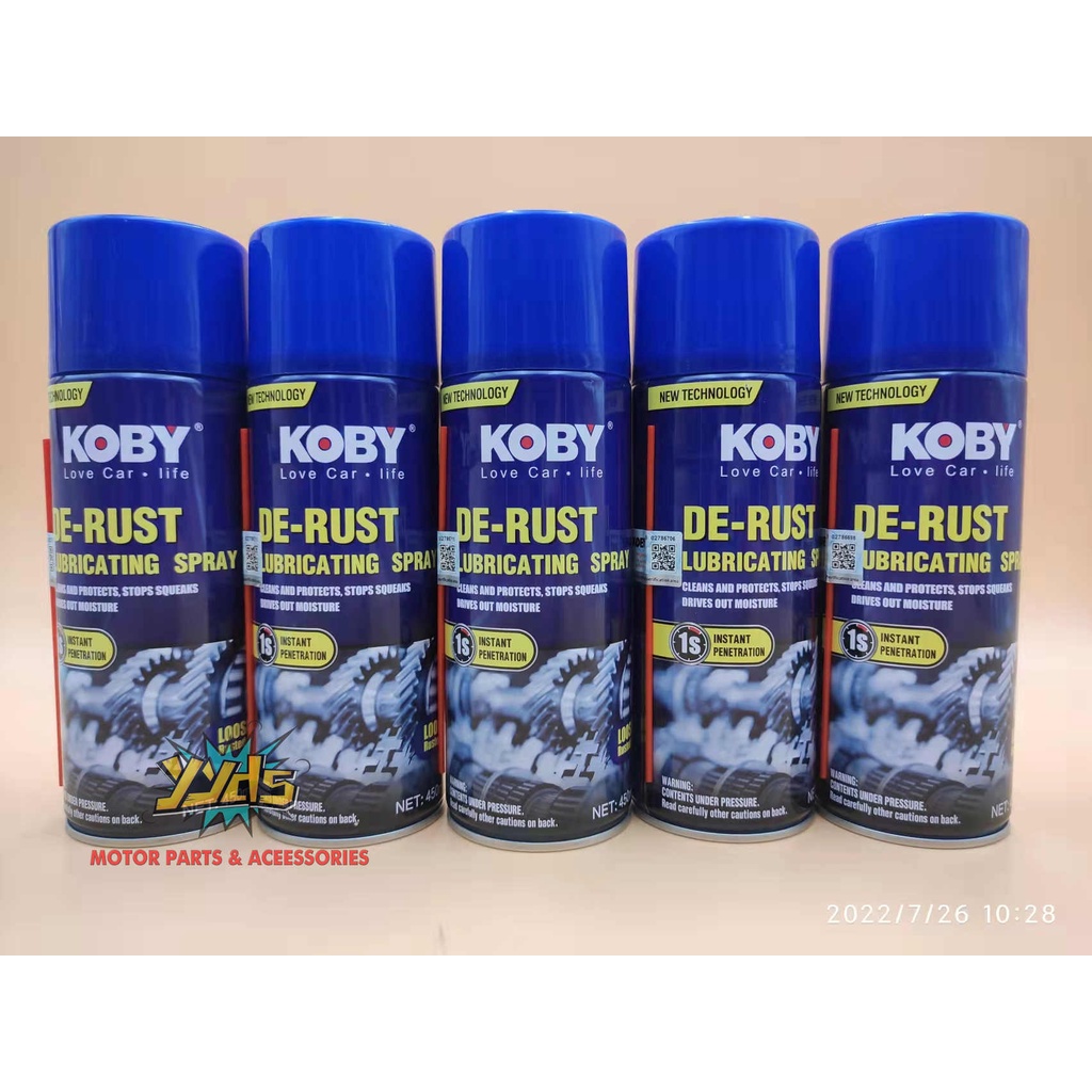 KOBY De-Rust Remover Lubricating Spray and Penetrating Oil 450ml 100% ...
